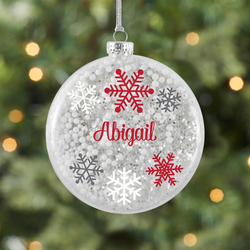 Frosty Name Personalized Glitter Glass Ornament at Gifts.com