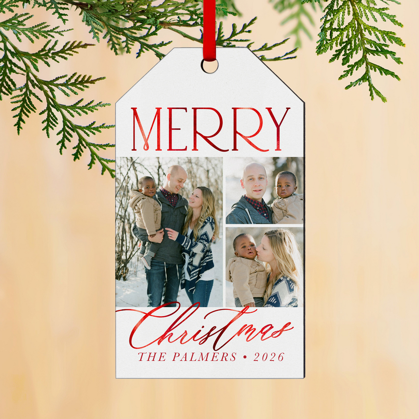 Merry Christmas Photo Gift Tag Ornament at Gifts.com