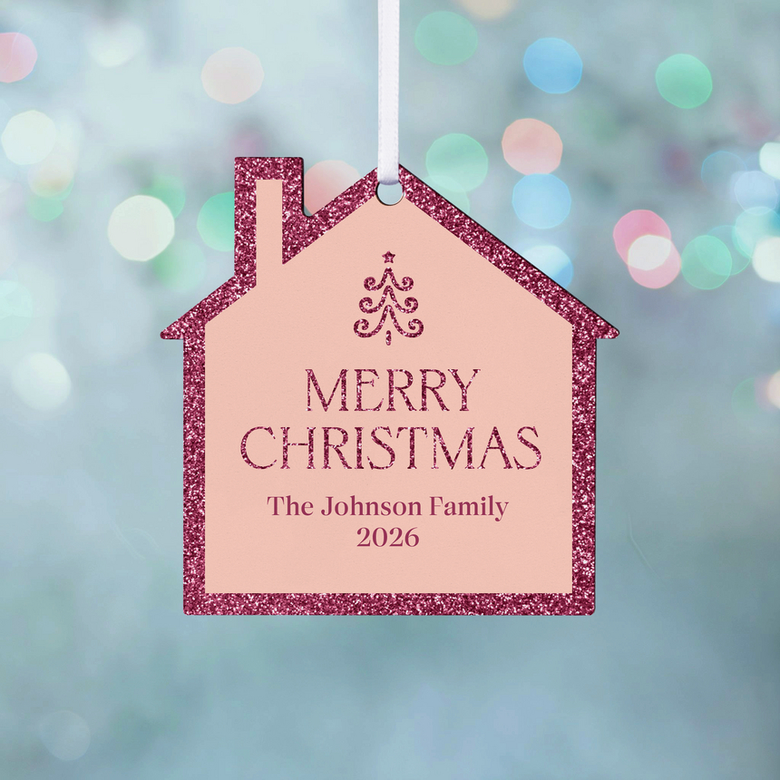 Merry Christmas Shimmer House Ornament at Gifts.com