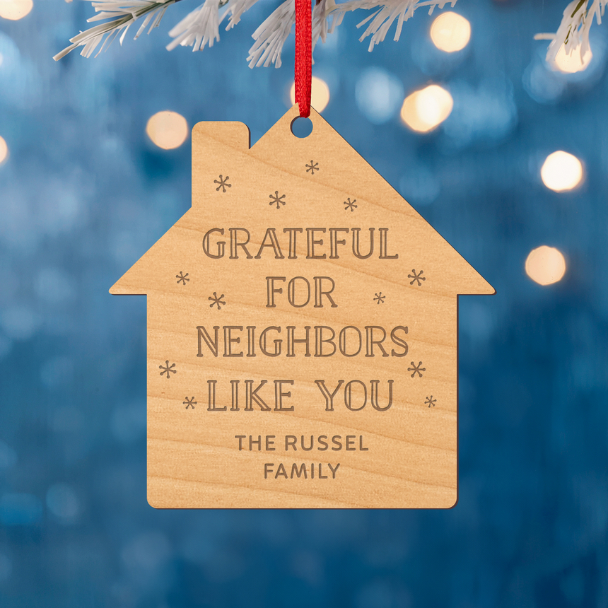 Grateful For Neighbors Laser Cut Wood Ornament | Personal Creations