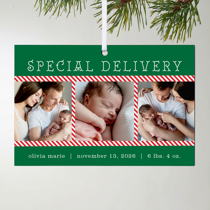 Special Delivery Photo Collage Rectangle Ornament | Stocking Shop