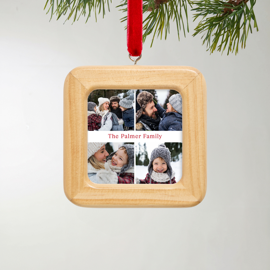 Wooden Frame Christmas Photo Collage Bauble | Stocking Shop UK