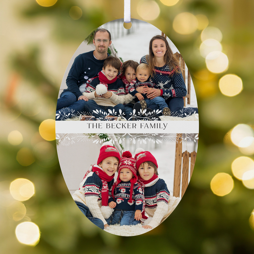 Joyful Christmas Photo Collage Oval Bauble | Stocking Shop UK