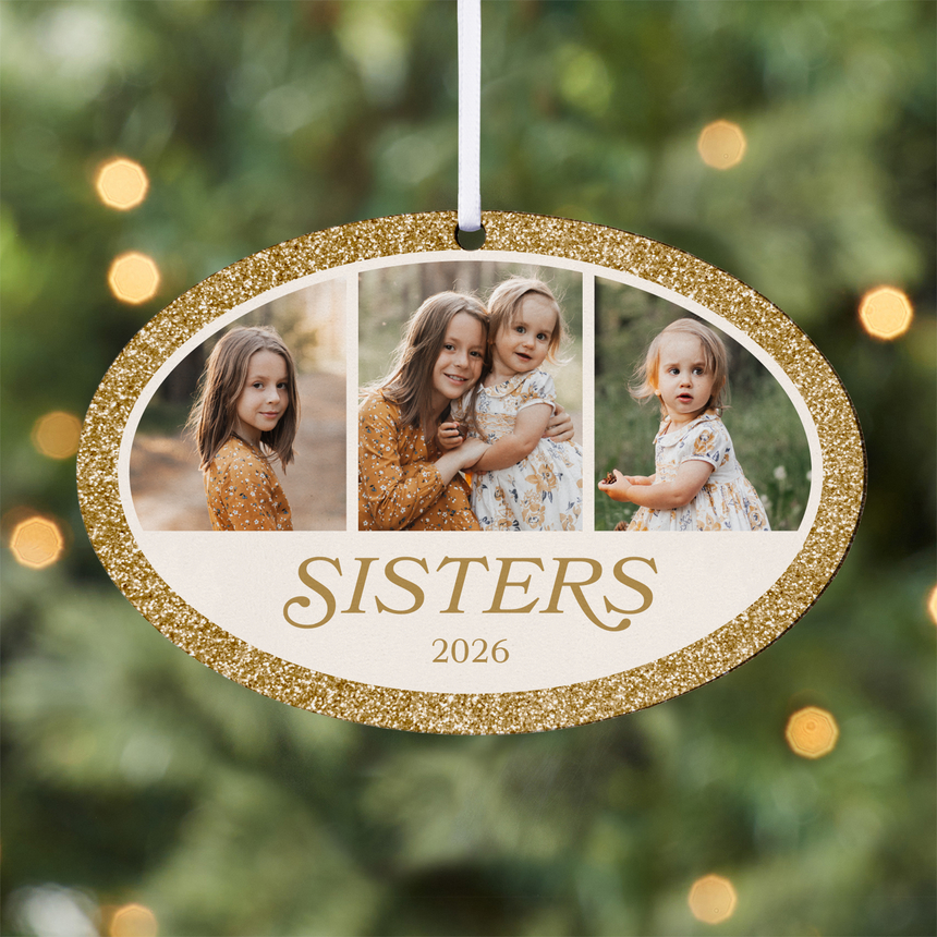 Sisters Shine Photo Collage Oval Ornament at Gifts.com