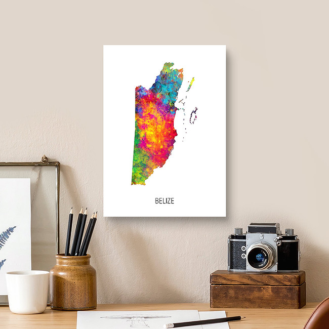 Belize Watercolor Map Canvas Print | CanvasWorld