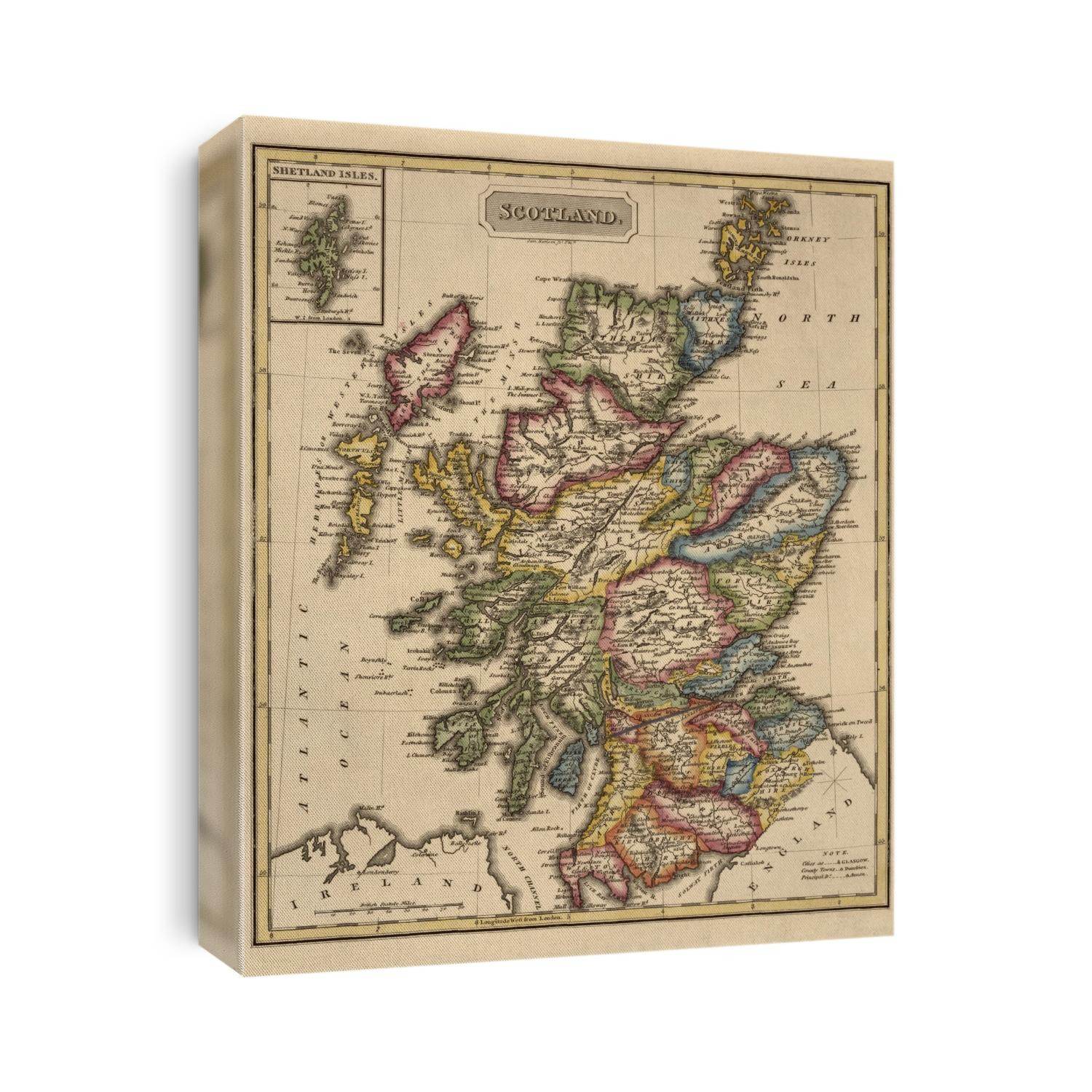 Old Map of Scotland, c1817 Canvas Print | CanvasWorld