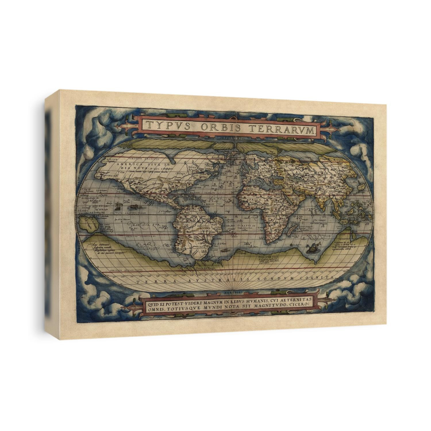 Old Map of the World, 1570 Canvas Print | CanvasWorld