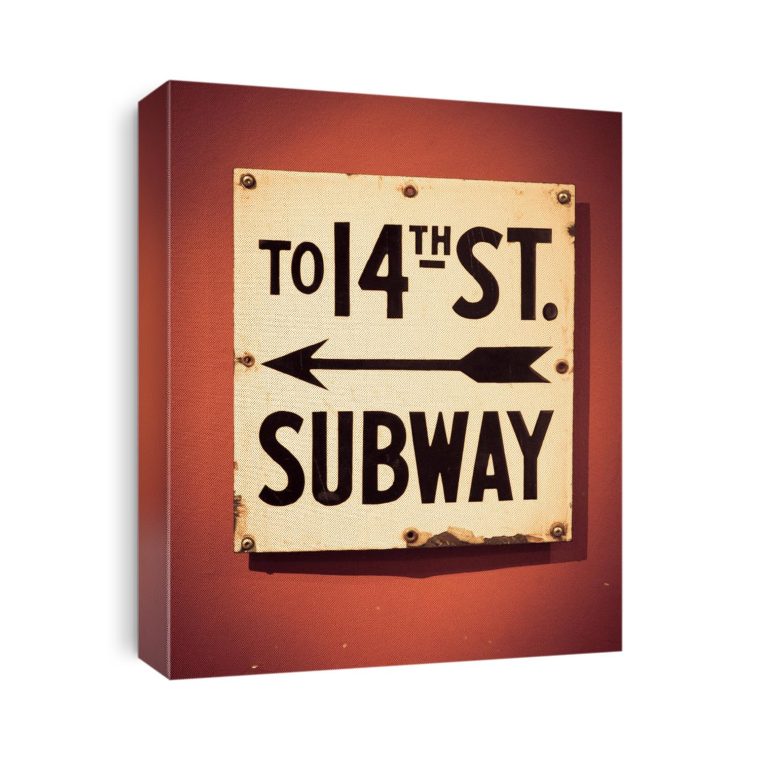 New York City Subway Entrance Sign On Wall Canvas Print | CanvasWorld